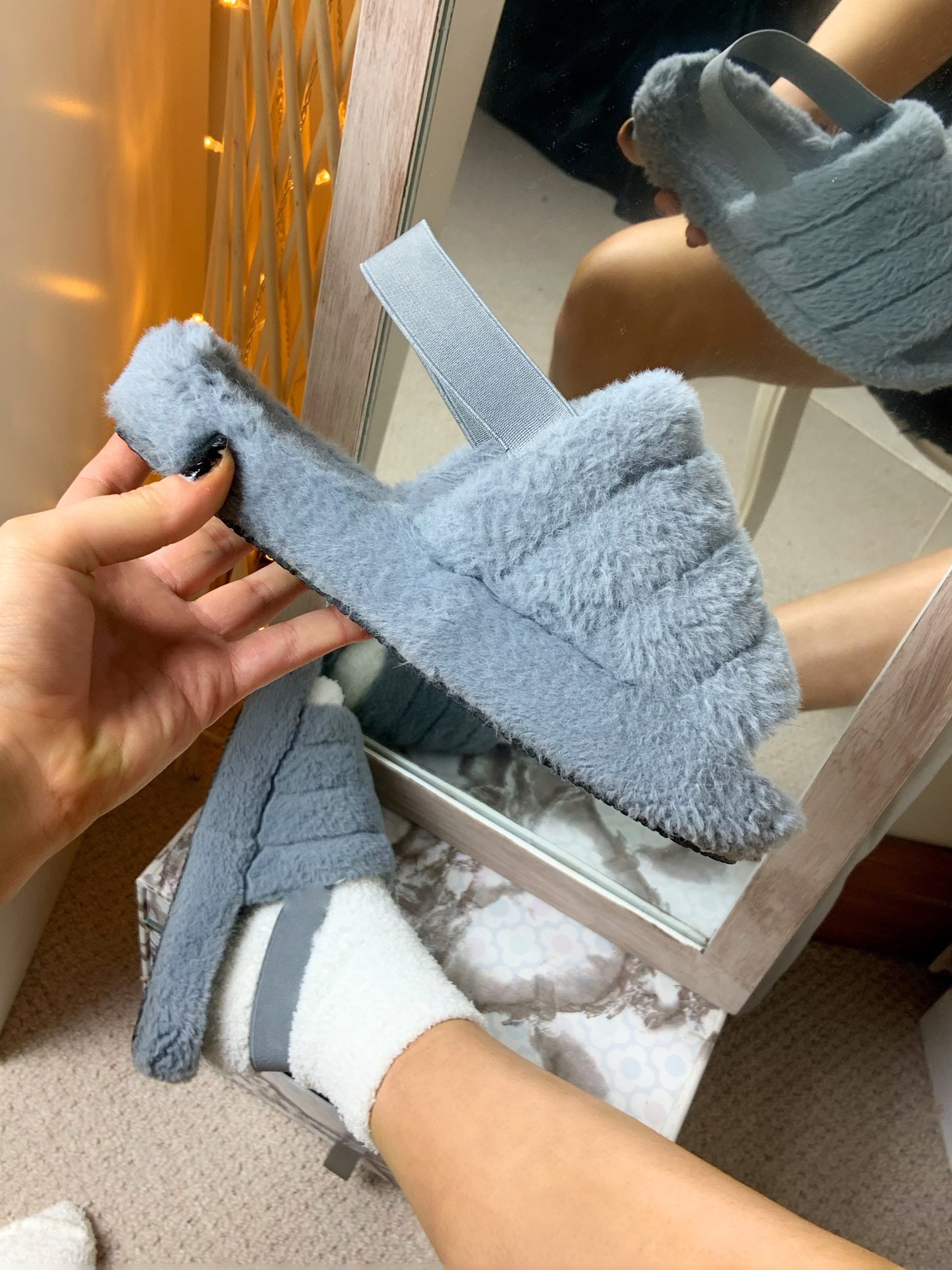 Fluffy Slip on Slippers Open Toe Lounge Wear Bedtime Indoor Shoes - Etsy UK