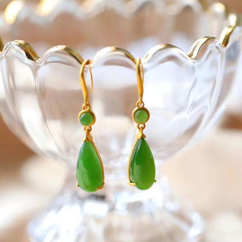 Jade Earrings Genuine Jade Earrings Dangle Earrings for - Etsy
