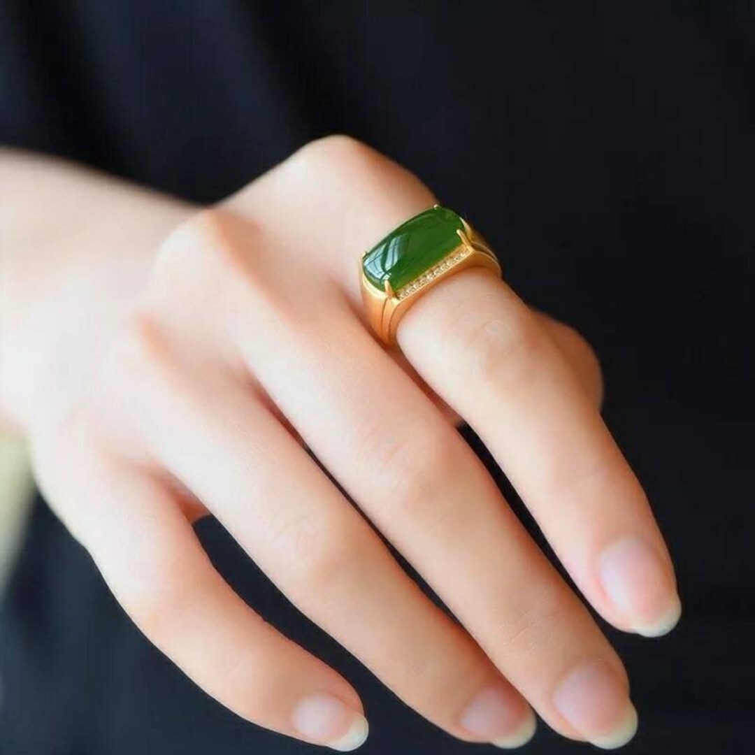 Jade Ring Natural Jade Ring for Man/women 925 Sterling Silver Rings ...