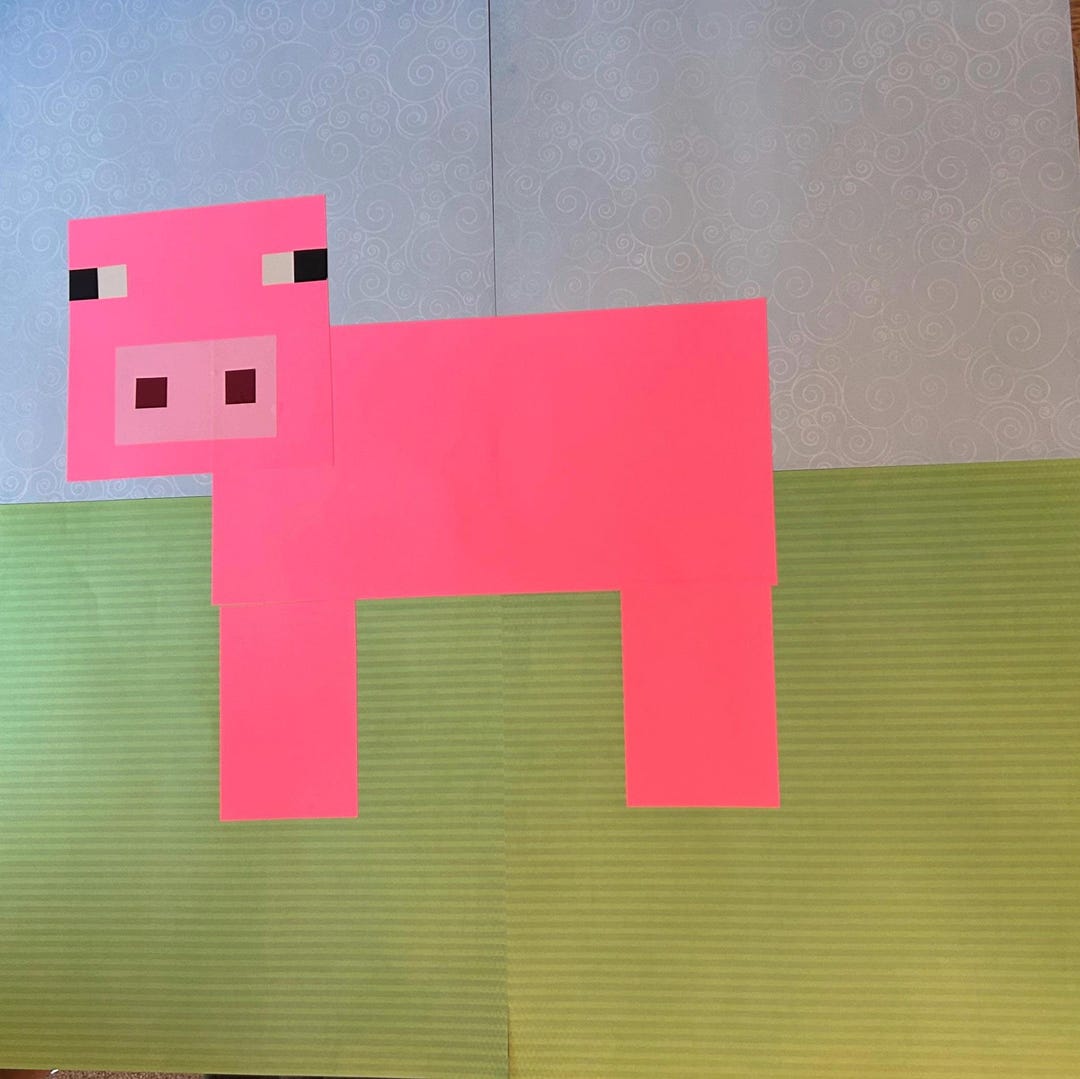 Minecraft Inspired Pin the Tail on the Pig Party Activity Pin the Nose ...