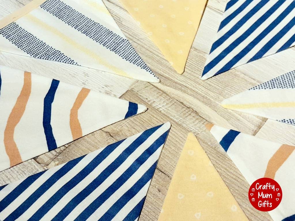 Beach Decor, Fabric Bunting, Coastal Style, Bunting Banner, Linen ...