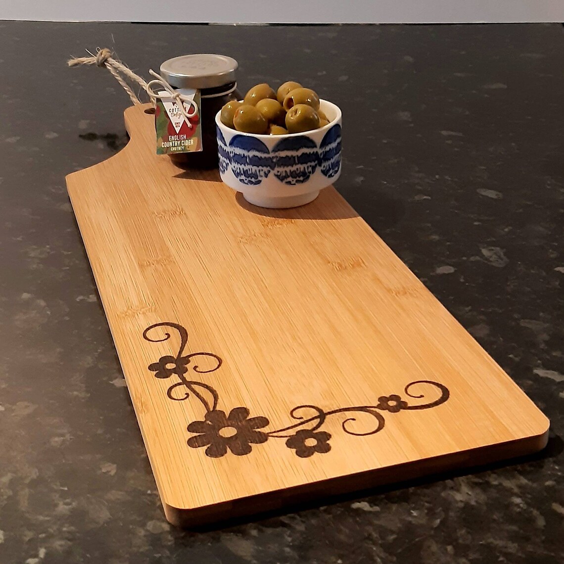 Floral Design Pyrography Bamboo Chopping Board Wood | Etsy