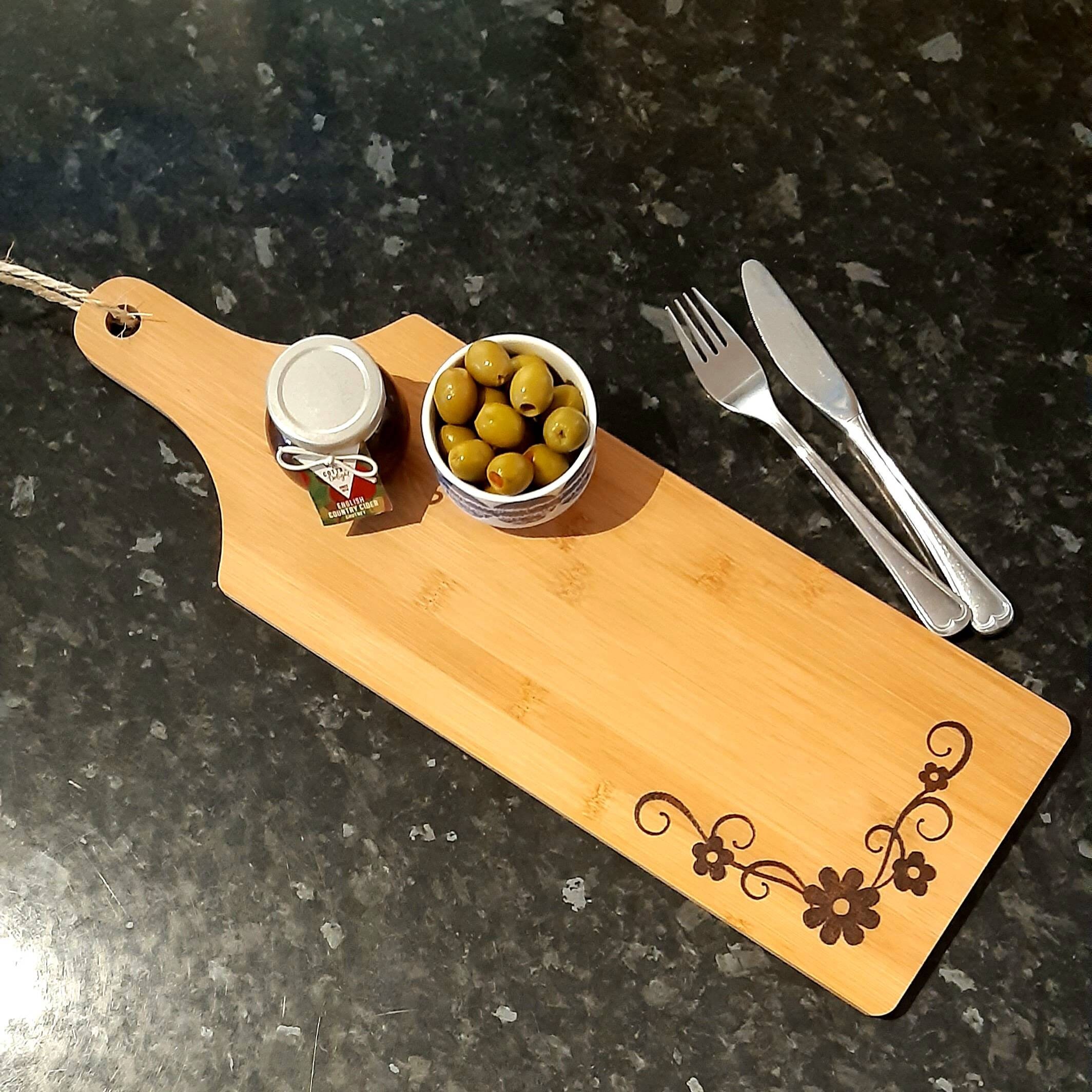 Floral Design Pyrography Bamboo Chopping Board Wood - Etsy
