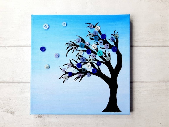 Button Tree Tree Silhouette Tree Pictures Button Art Tree - Etsy