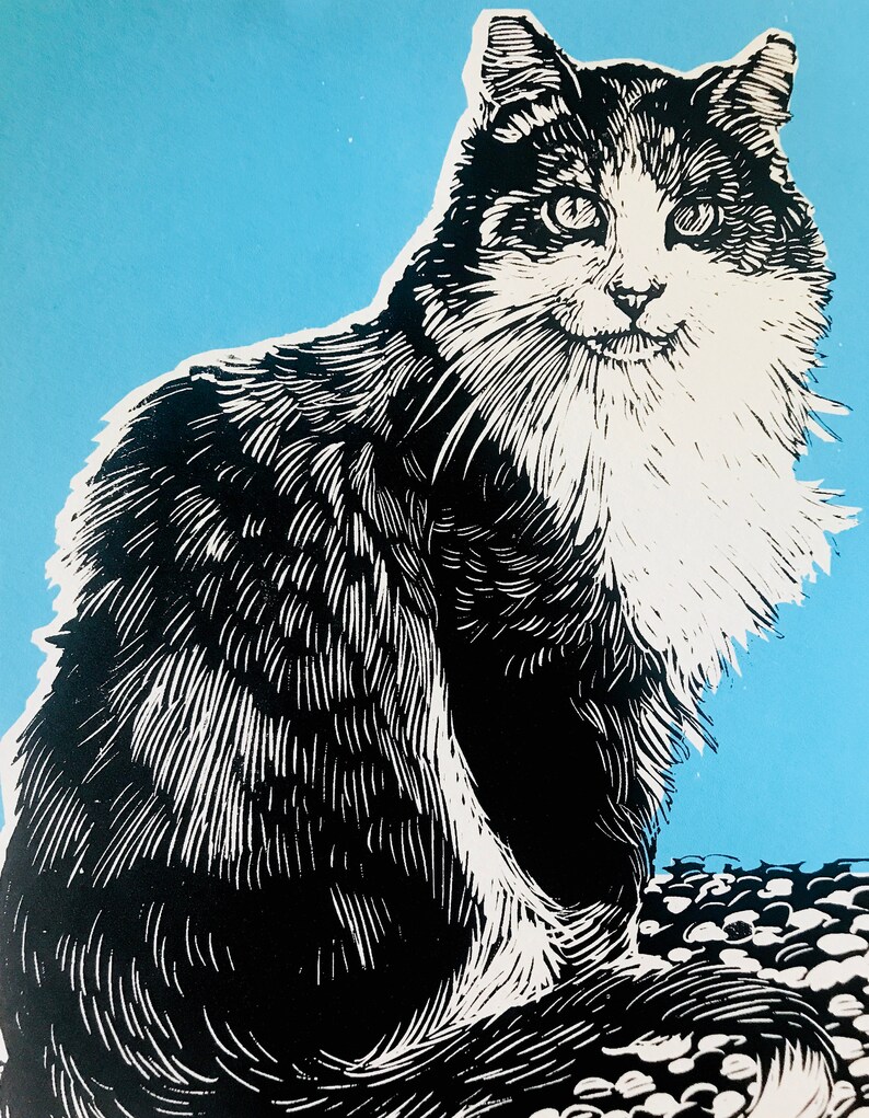 Modern Art Cat Screen Print - Etsy