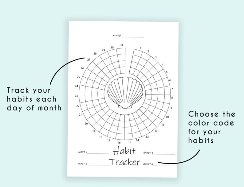 Sea Shell Mood Tracker Printable Kit Monthly Mood Log Mood - Etsy