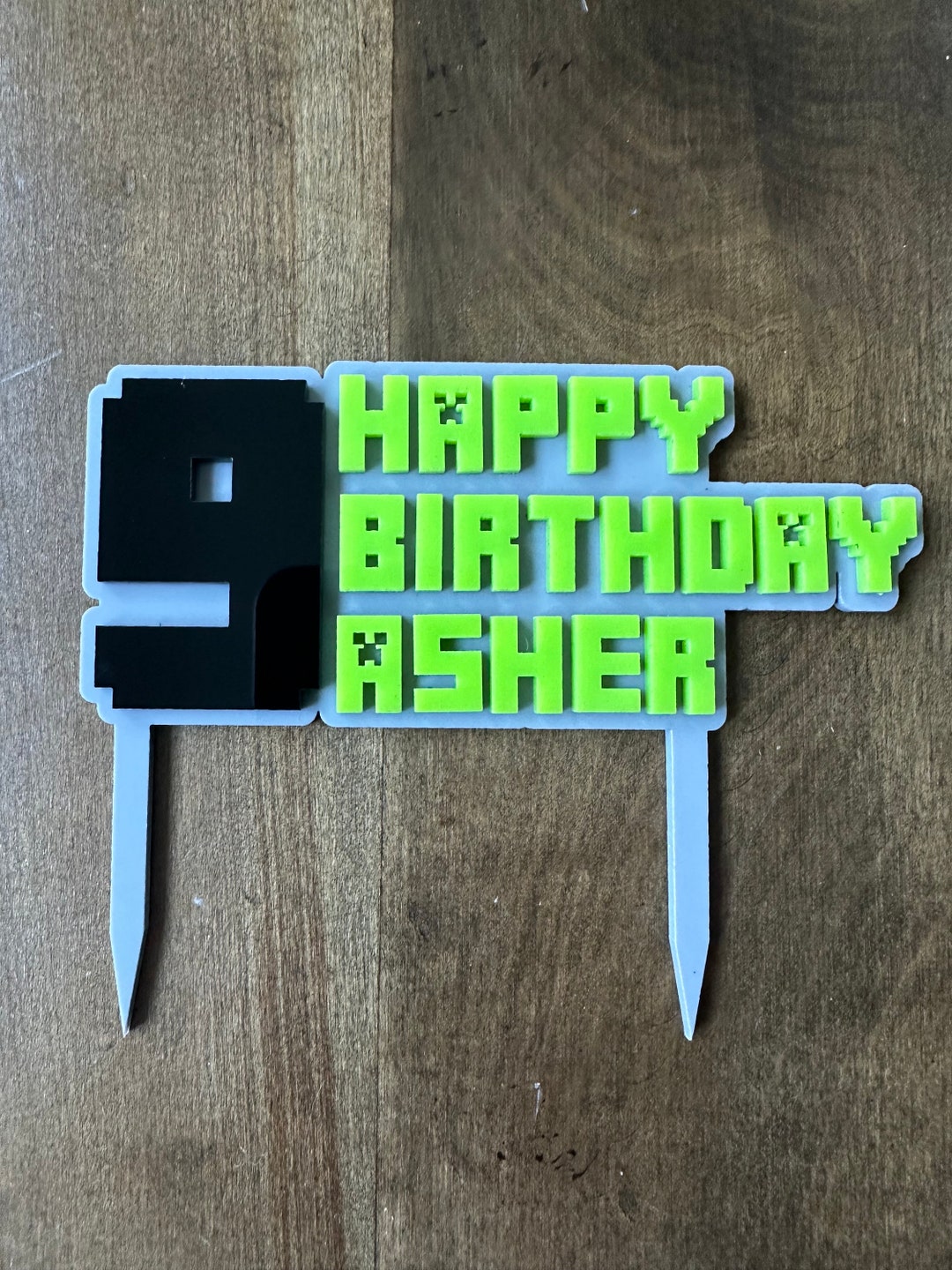 Gamer Birthday Cake Topper - Customized Mining Party Decor - Etsy