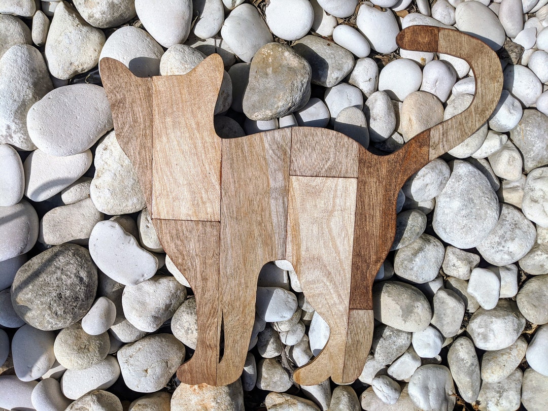 Stained Wooden Cat Art, Cat Wall Decor, Crazy Cat Lady, Cat Lover Gift ...