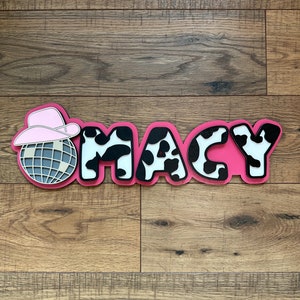 Personalized Disco Cowgirl Name Sign | Custom Groovy Decor - Etsy
