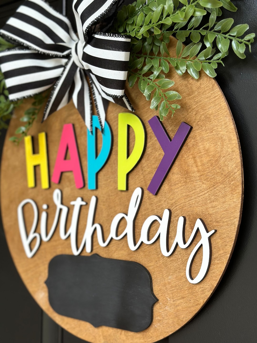 Handcrafted Happy Birthday Front Door Sign Vibrant and Festive Home ...