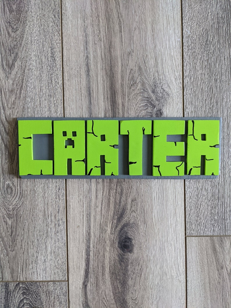 Name Sign Inspired by Minecraft Bedroom Decor Minecraft | Etsy