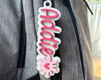Custom Name Flower Keychain, Personalized Keychain, Flower Keychain ...
