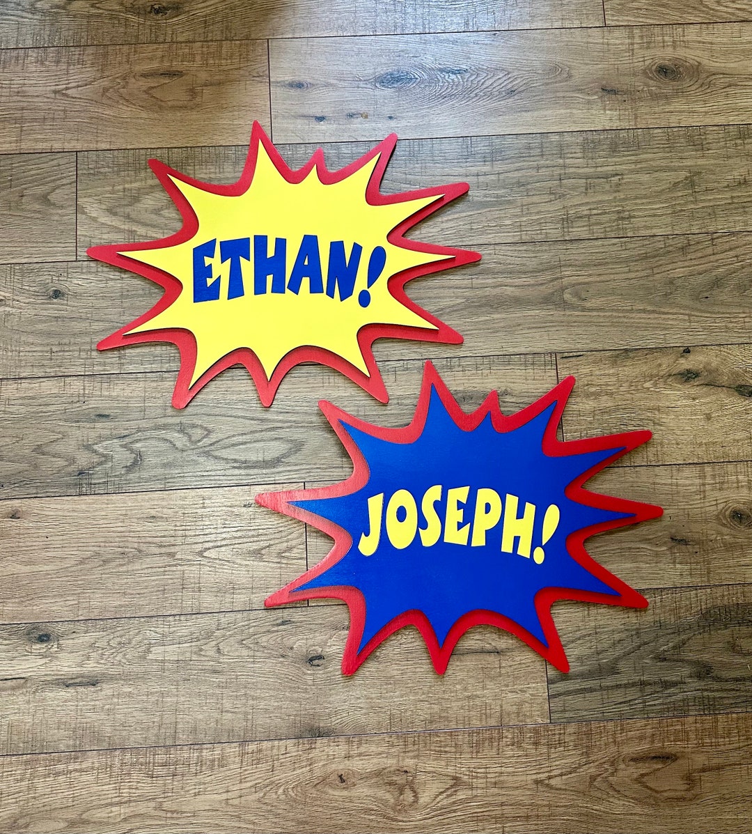 Handcrafted Comic Book Super Hero Wooden Name Sign - Vibrant Color ...