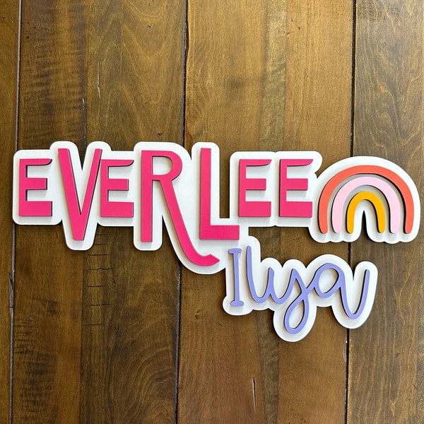Rainbow Name Sign - Etsy