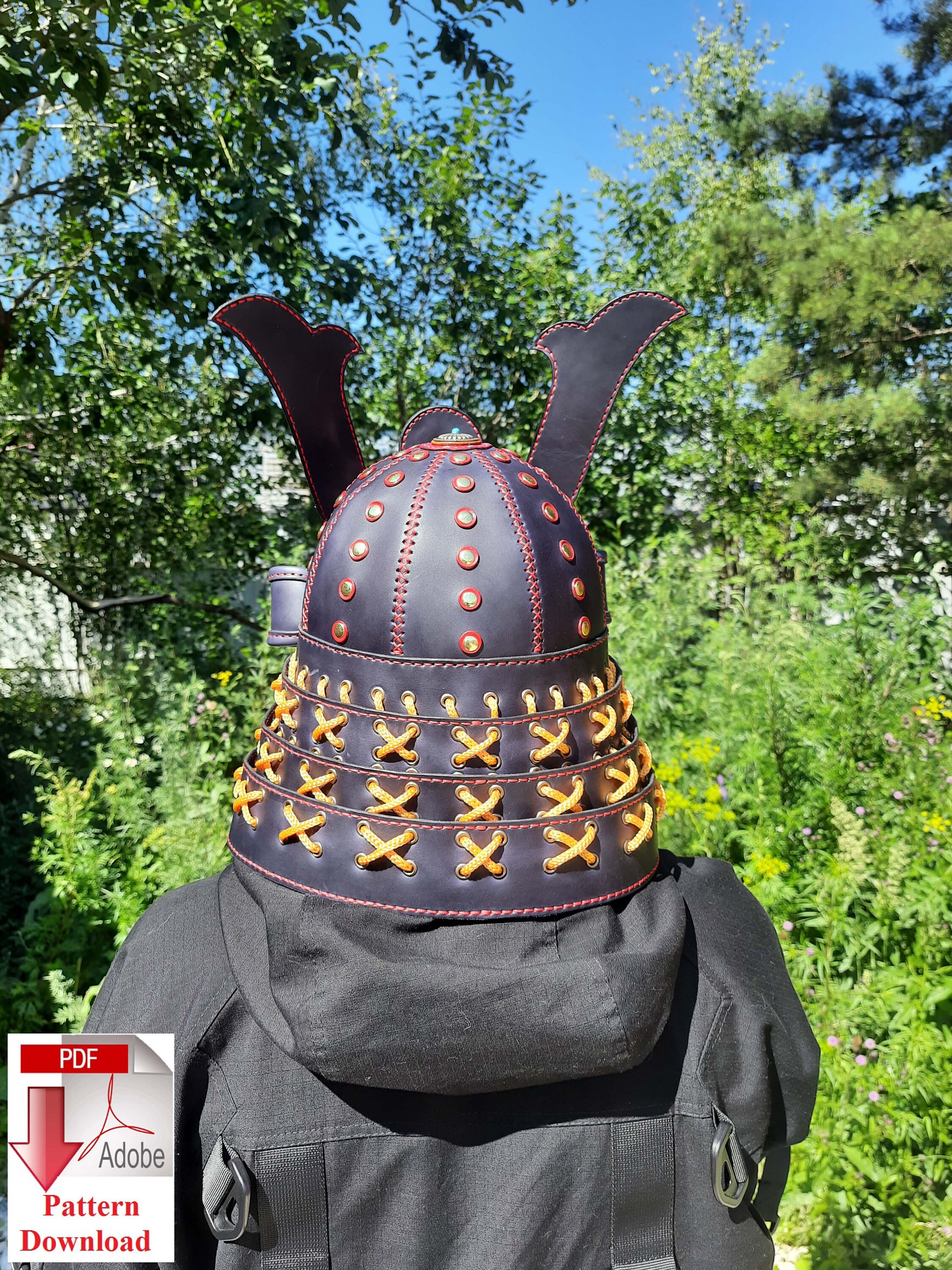 Pattern PDF leather Samurai helmet and mask | Etsy