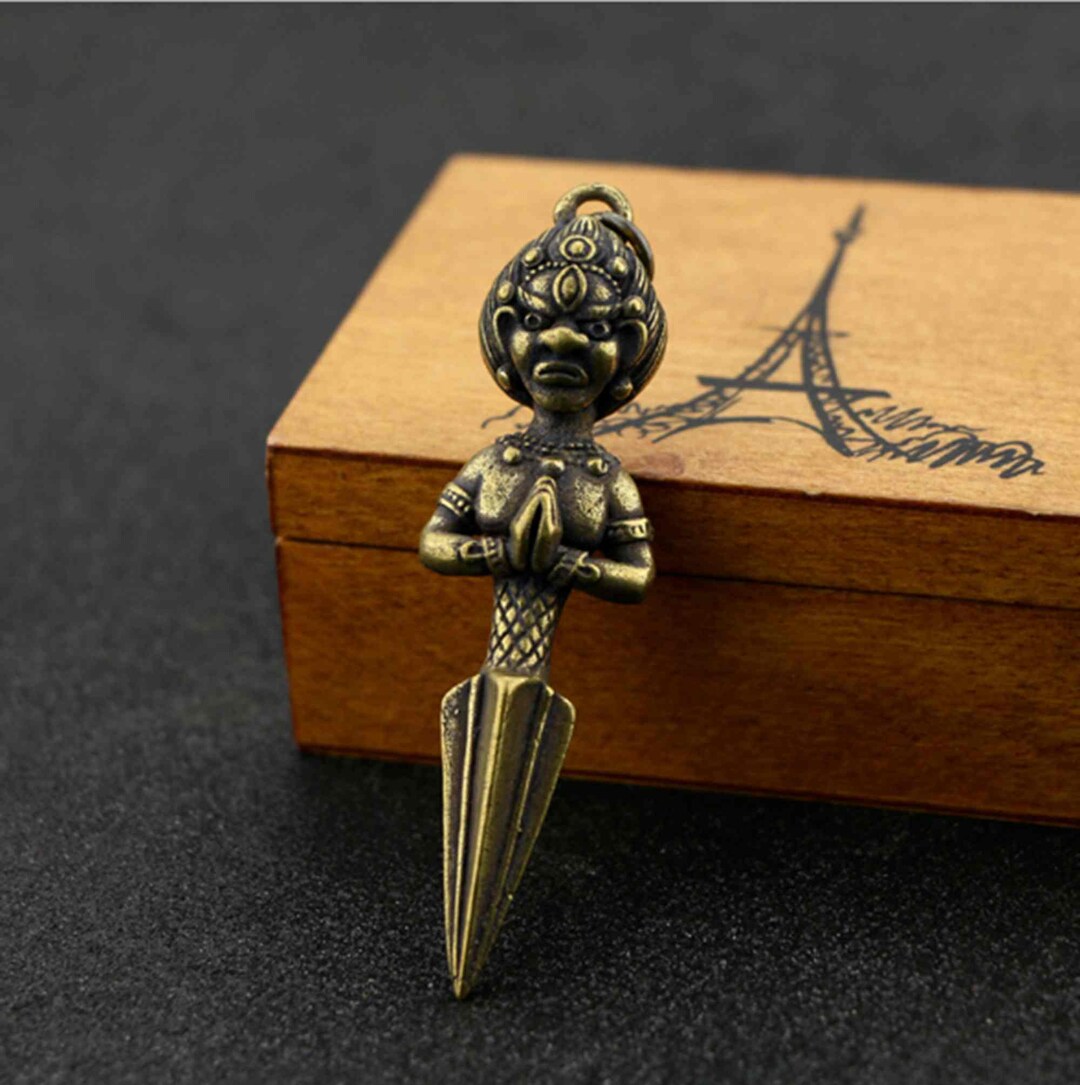 Tibetan Buddhism Copper Phurba Dagger Exorcism Magic Weapon Pendant T4 ...