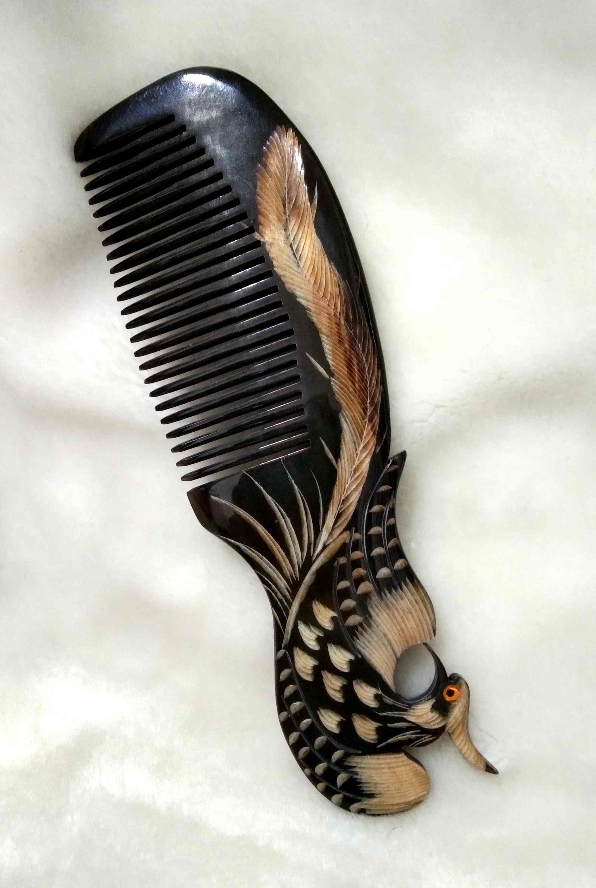 High-grade Horn Comb Carved Phoenix Image Comb Anti-static - Etsy