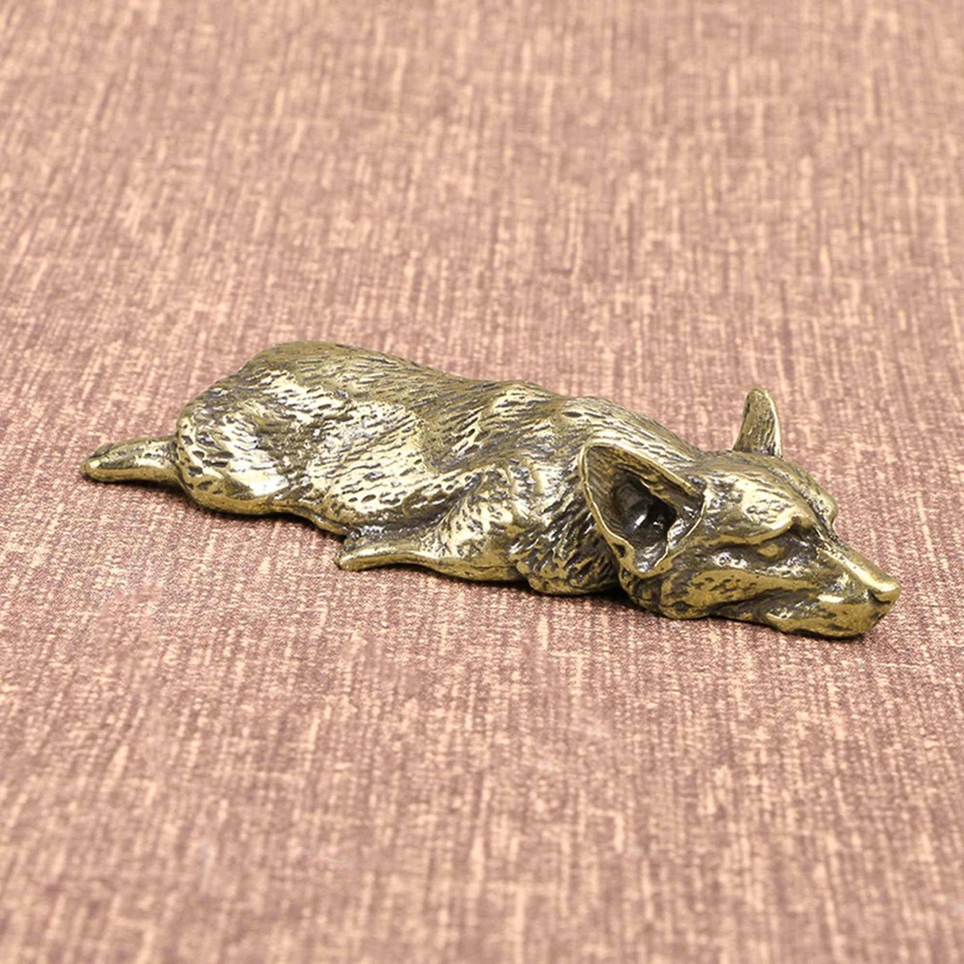 Solid Brass Hand Carved Corgi Statue, Home Decoration, Creative and ...