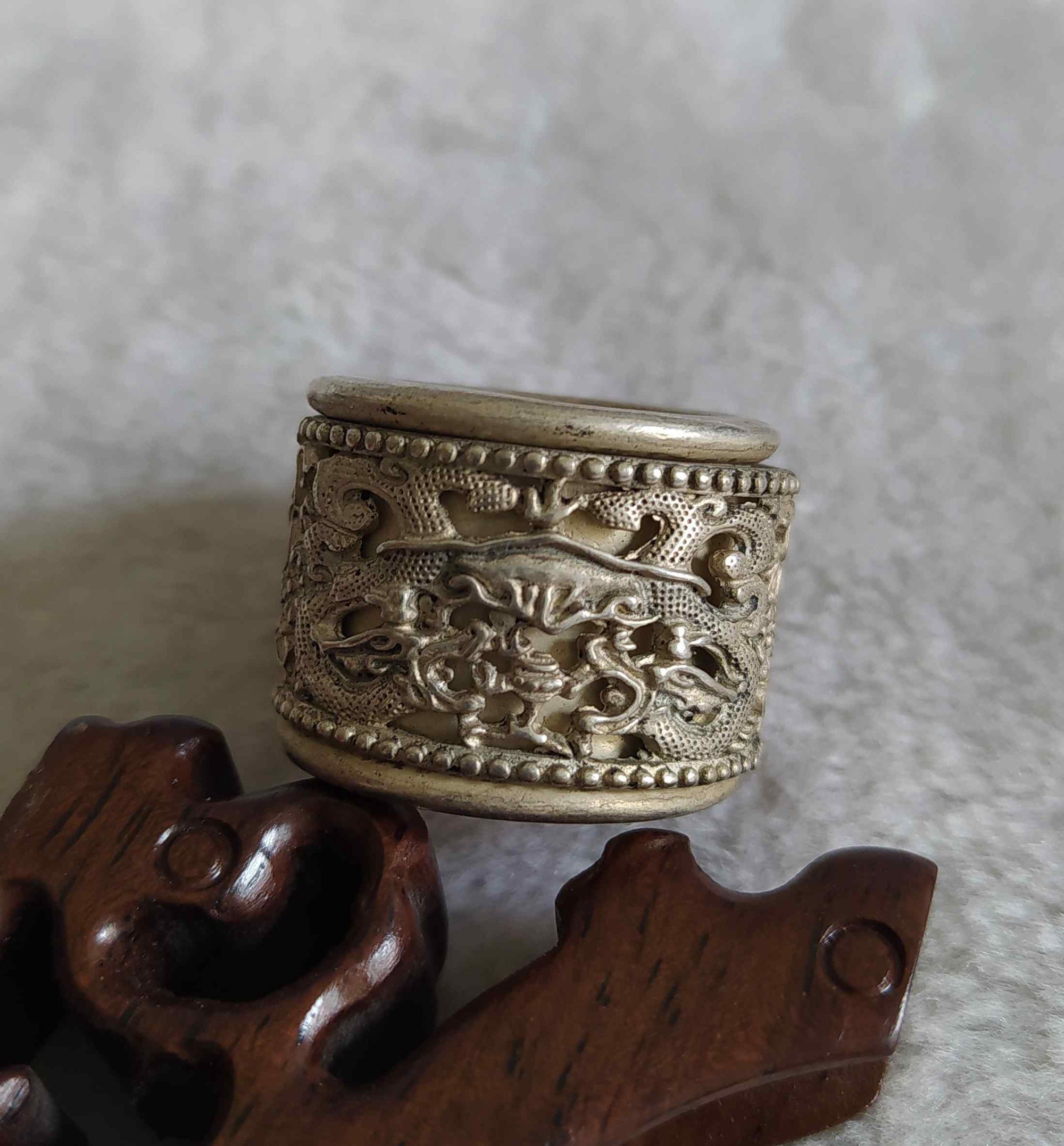 Antique Tibet silver carved dragon ring US 13 1/2 | Etsy