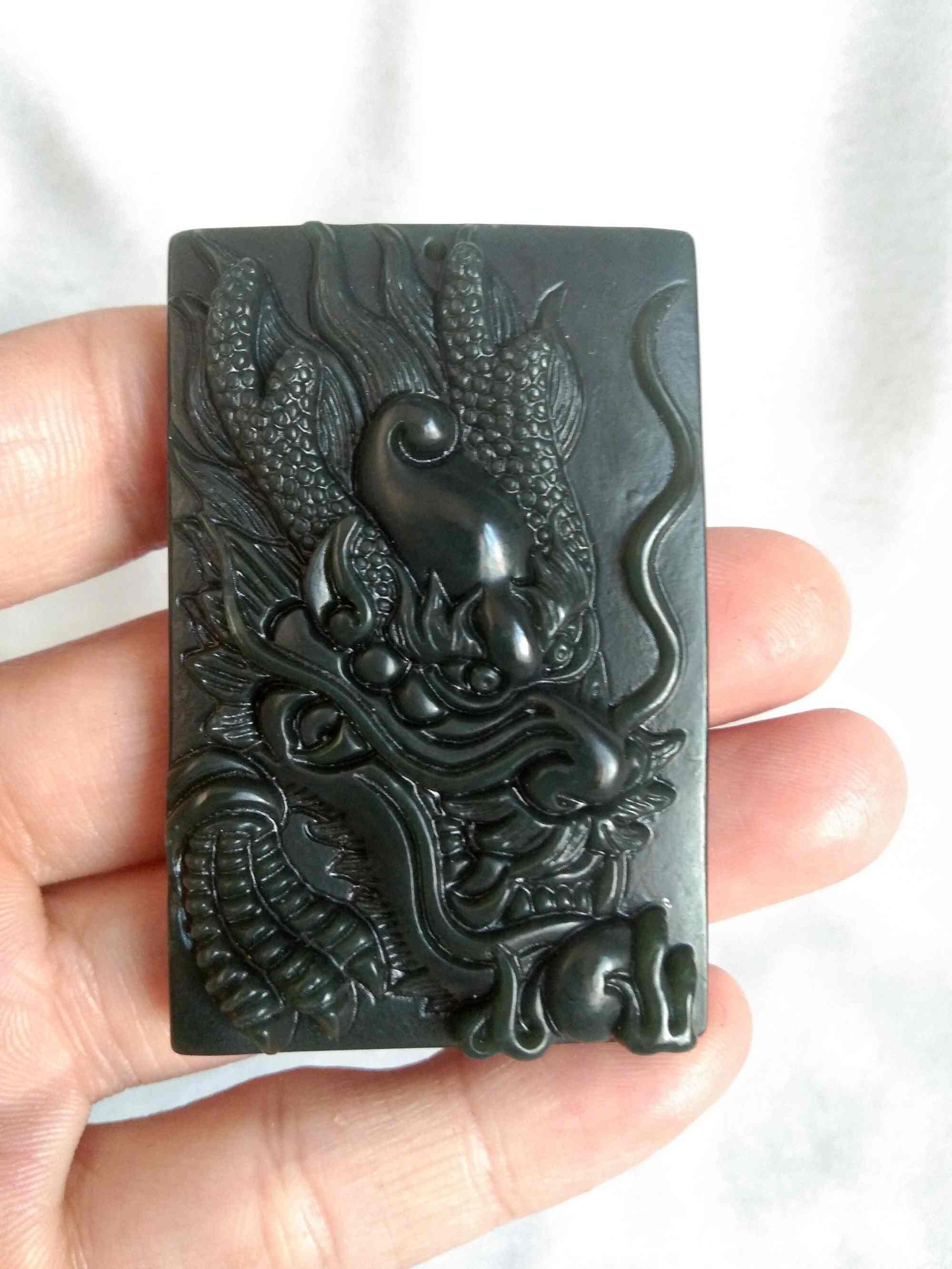 Natural Hetian Celadon Jade Nephrite Jade Carved Dragon Amulet | Etsy