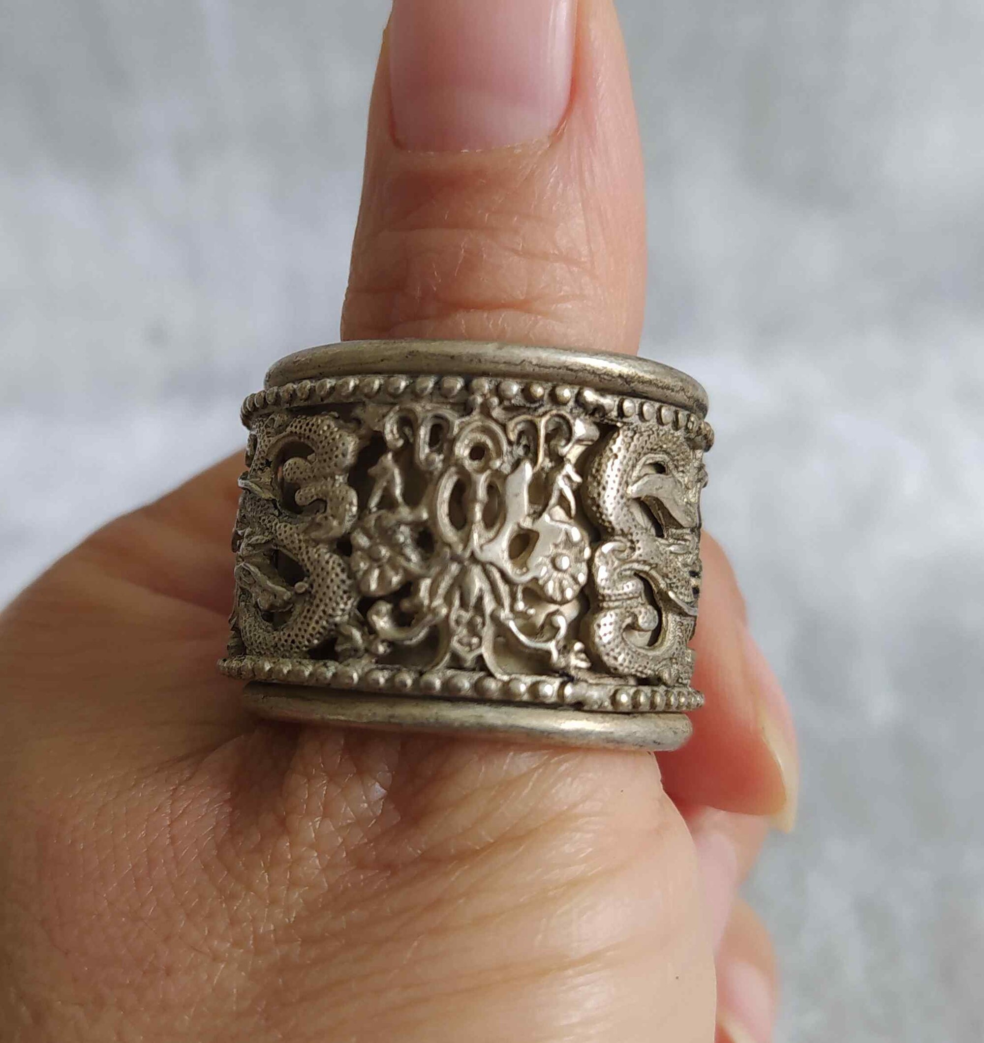 Antique Tibet silver carved dragon ring US 13 1/2 | Etsy