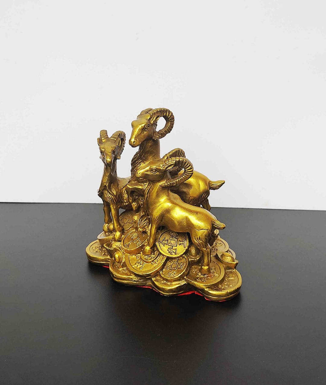 Vintage Brass Carved Goat Statue, Home Desktop Creative Ornaments ...