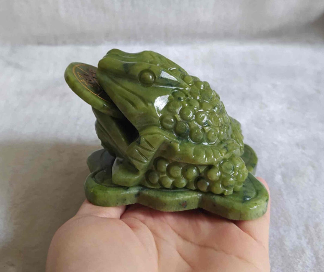 Green Jade Carved Toad Statue, Home Decor - Etsy