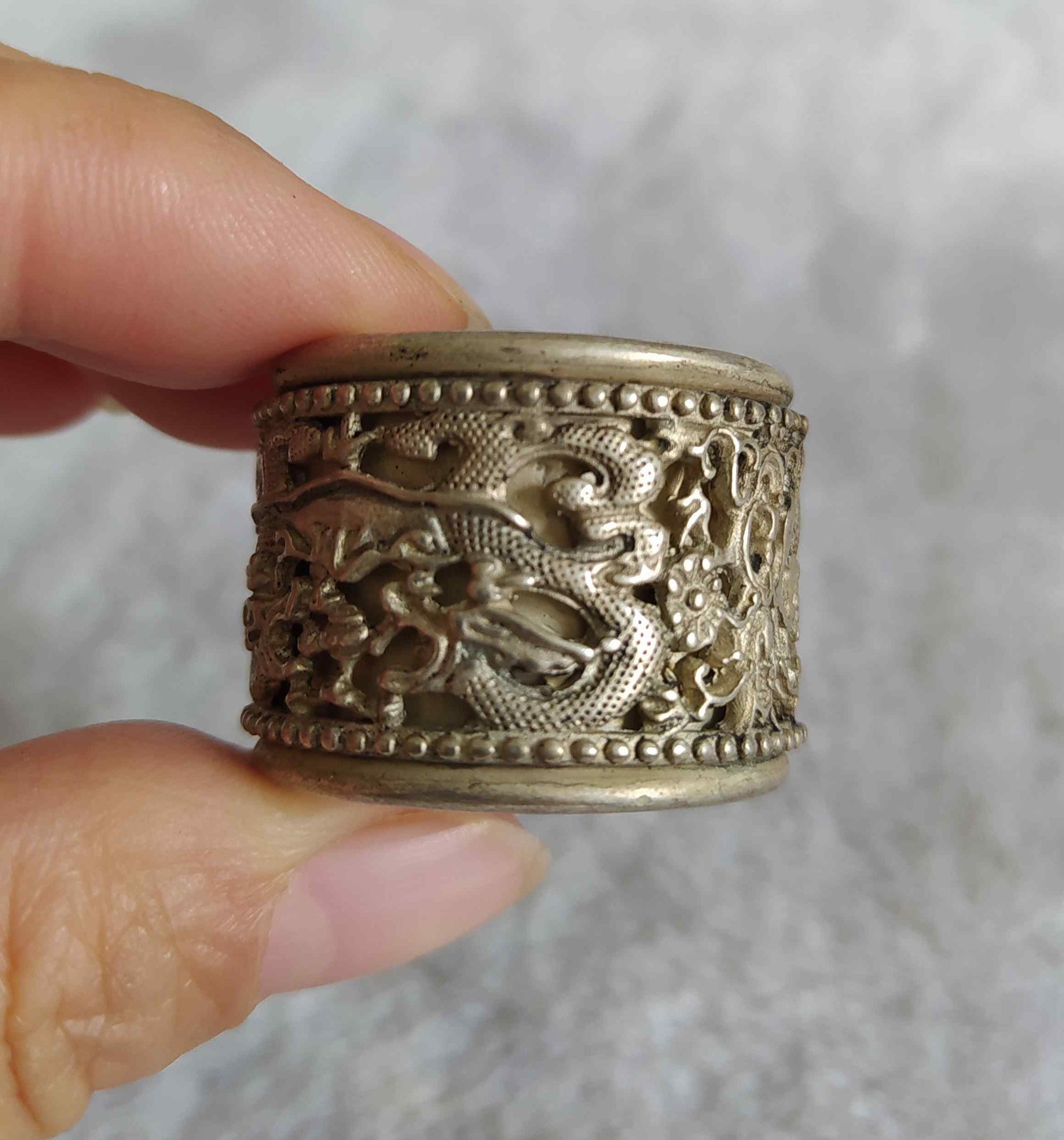 Antique Tibet silver carved dragon ring US 13 1/2 | Etsy