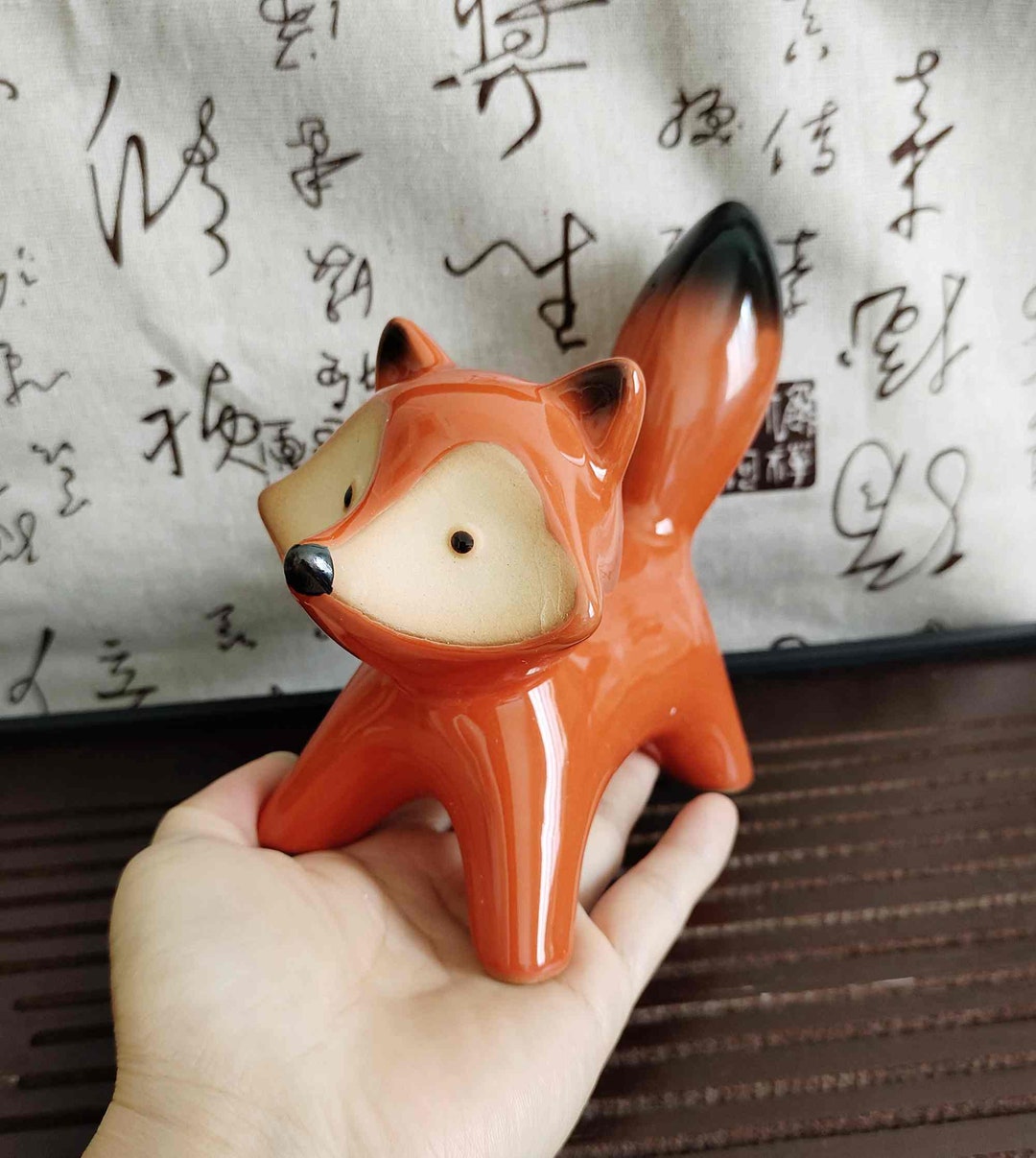 China Zisha Ceramics Carved Fox Tea Pet Statue, Personality Home Office ...
