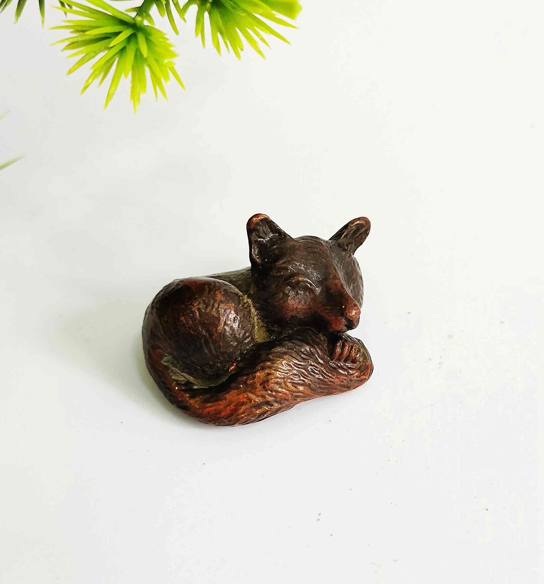 Vintage Bronze Carved Fox Tea Pet Statue, Home Desktop Creative ...