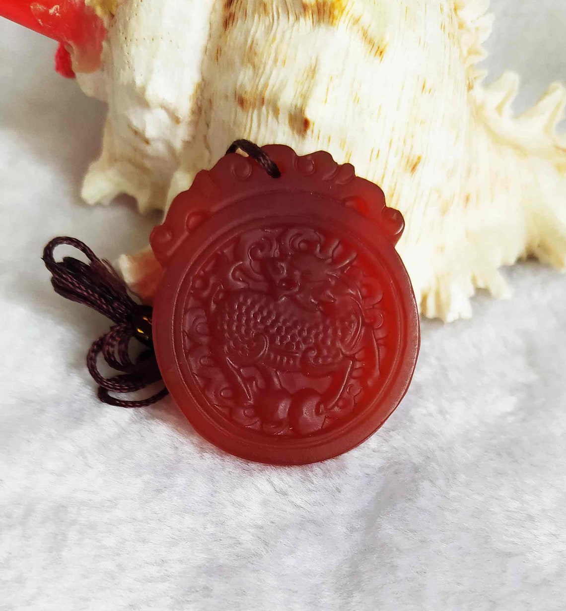 Natural Red Jade Carved Dragon Amulet Pendant F335 - Etsy
