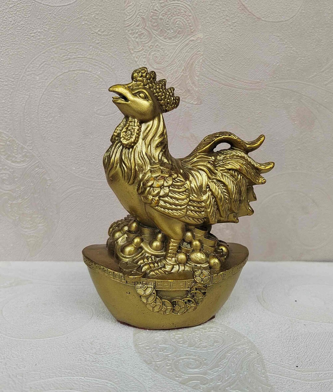 Solid Brass Hand Carved Rooster Statue, Home Decoration, Creative and ...