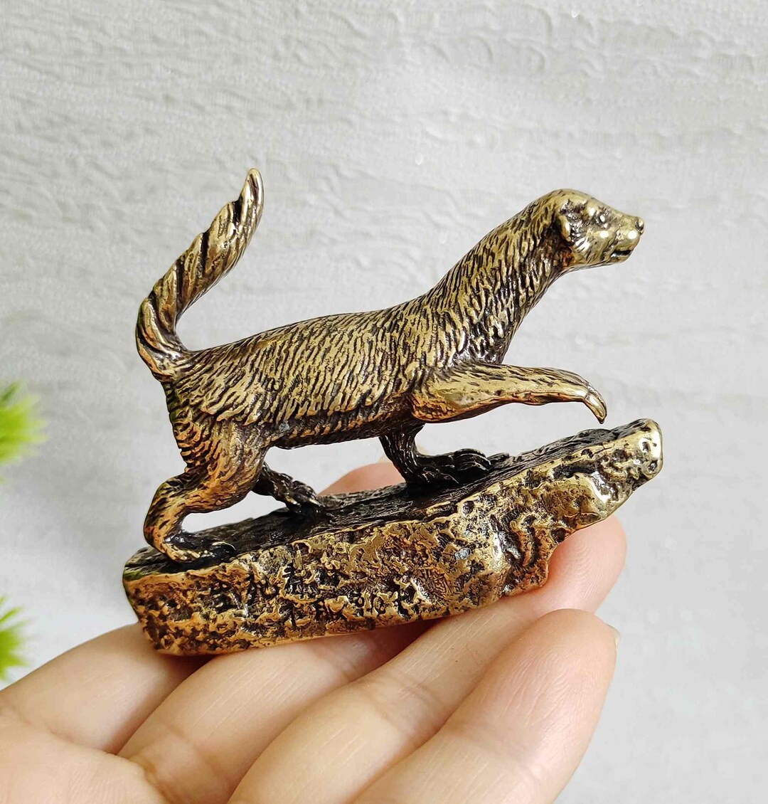 Solid Brass Hand Carved Honey Badger Tea Pet Statue, Home Decoration ...