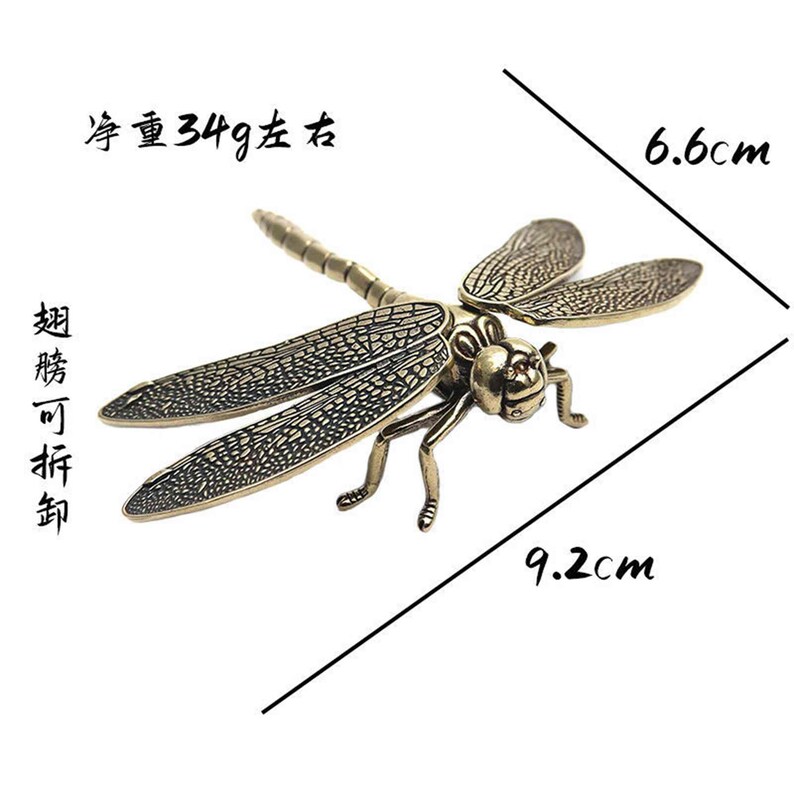 Brass Hand Carved Dragonfly Statue Home Decoration Creative | Etsy