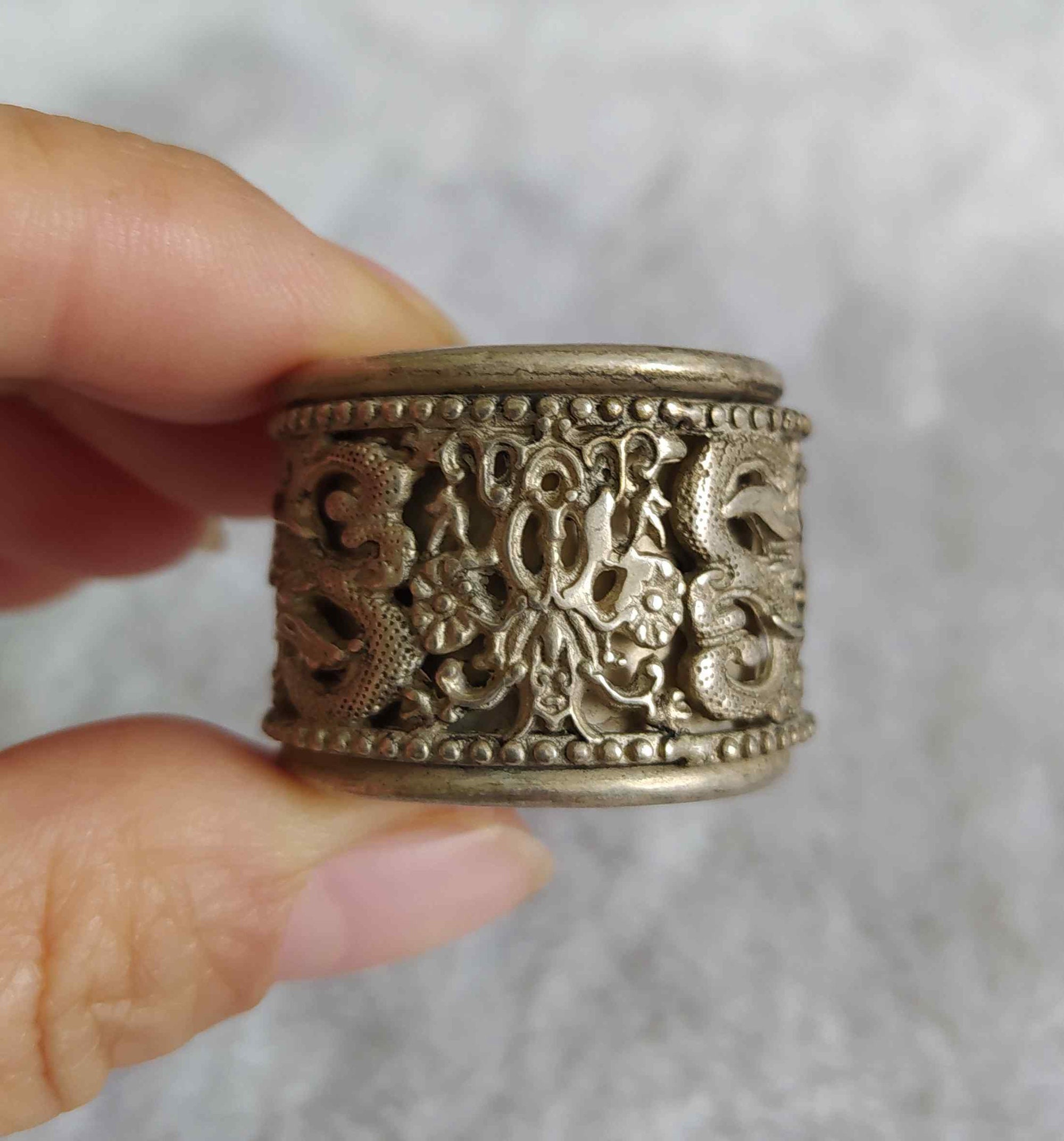 Antique Tibet silver carved dragon ring US 13 1/2 | Etsy