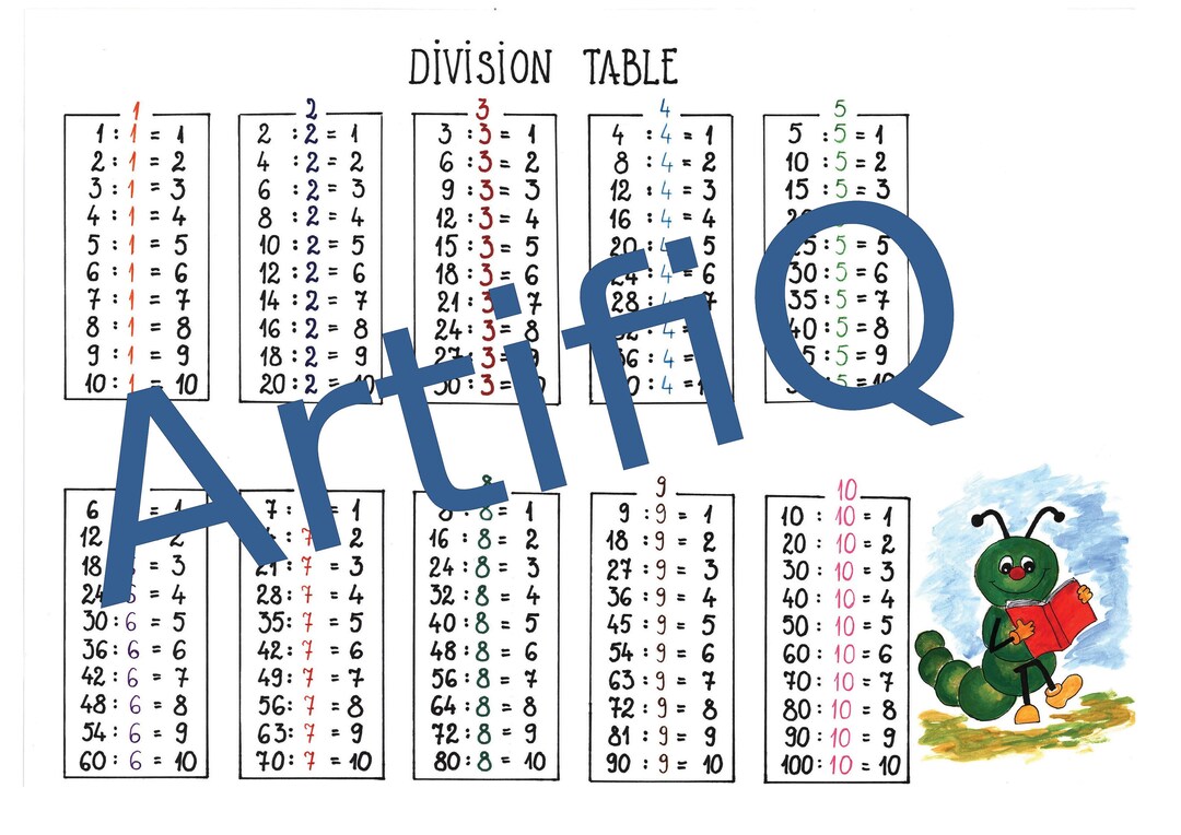 Division Table - Kids Learning. Visual Aid for Learning - Etsy
