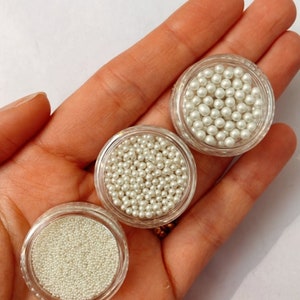 Caviar Beads for Polymer Clay Flowers, Gold and Pearl, Nail Art Balls ...