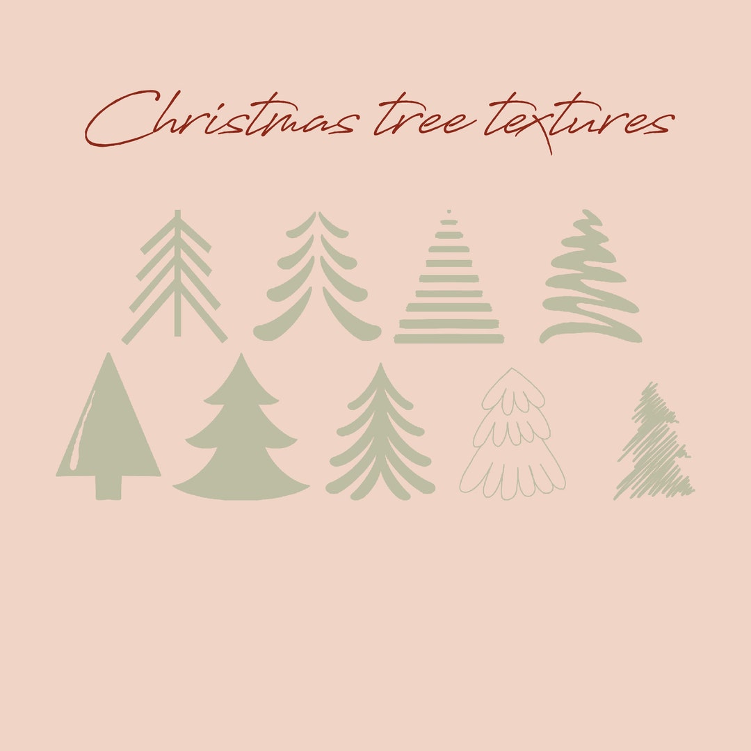 Christmas Trees Embossing Stamps, Line Art Stamp, Winter Stamp, Raised ...