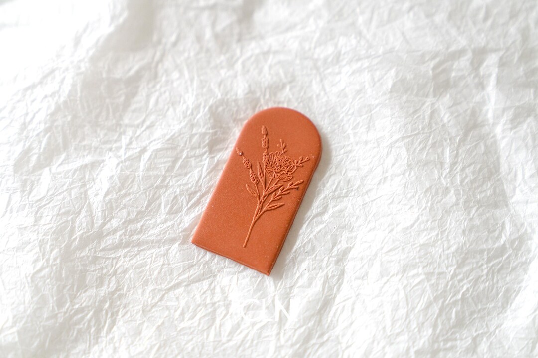 Peony Polymer Clay Embossing Stamp, Line Art Stamp, Botanical Stamp ...