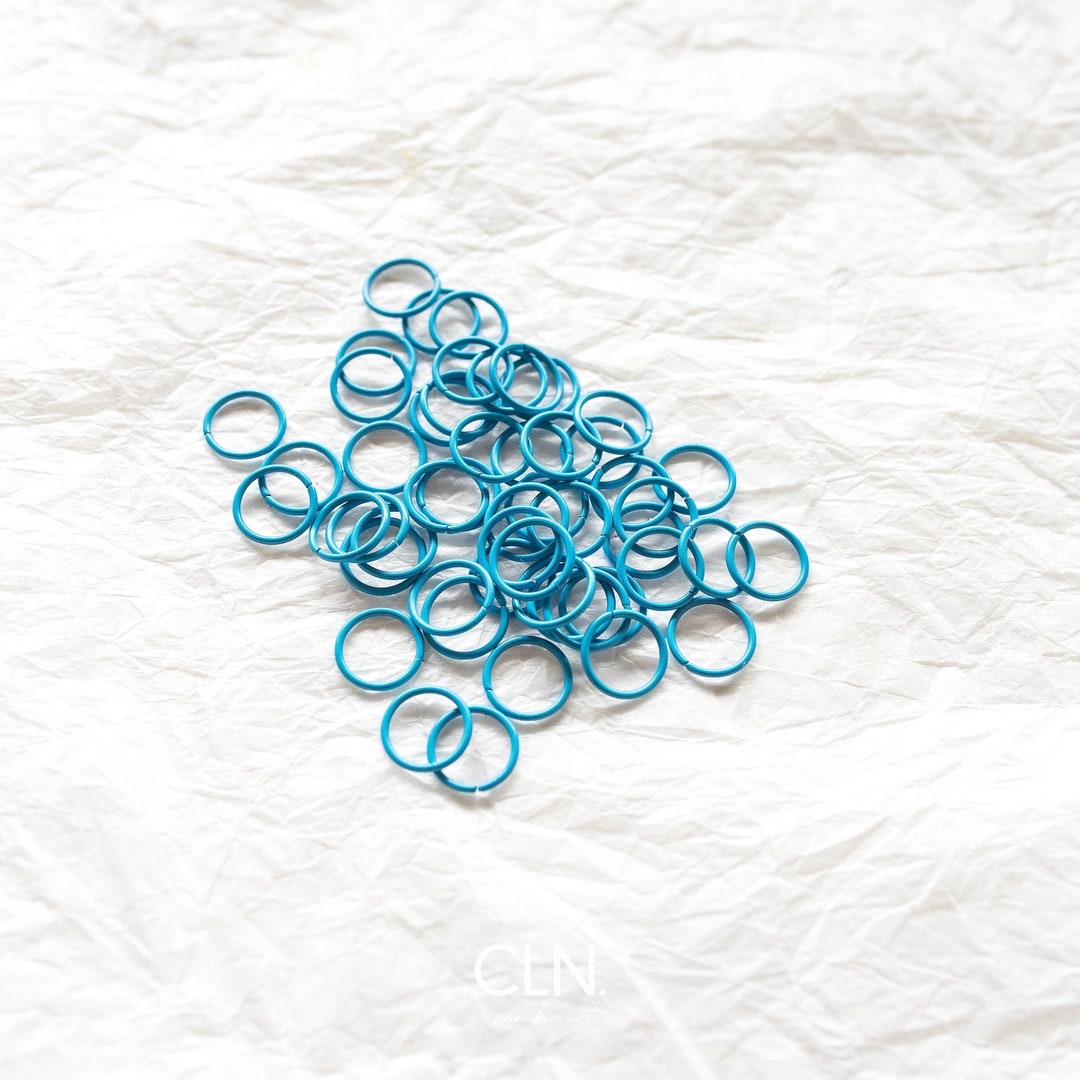 50 Sky Blue Jump Rings, 10 and 8mm, Metal Coated Jump Rings, Open Rings ...