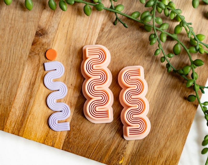 Embossed Geometric Snake Clay Cutter, Statement Earring, Polymer Clay ...