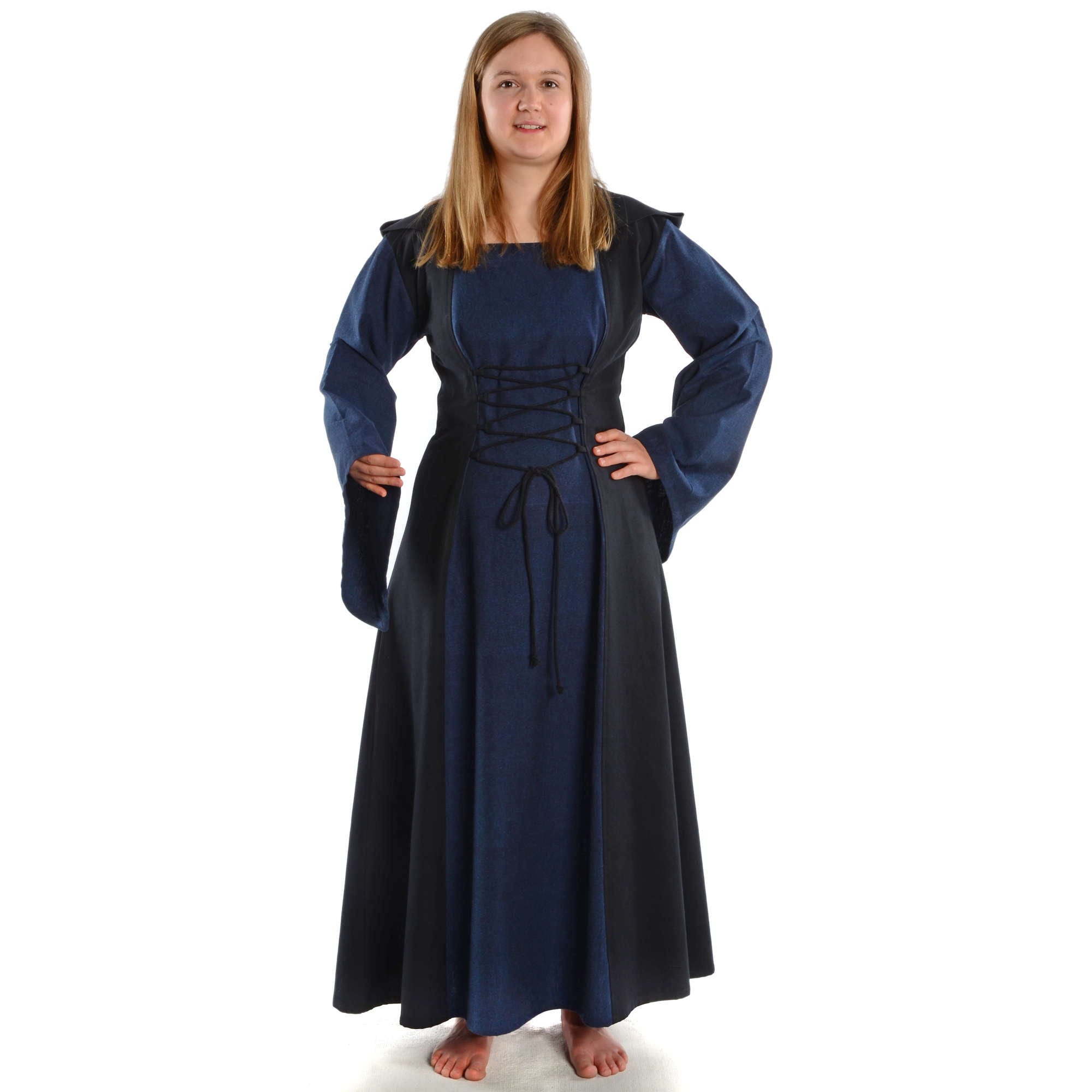 Medieval Dress Lacing Trumpet Sleeves Hood Liebgart Made of Cotton LARP ...