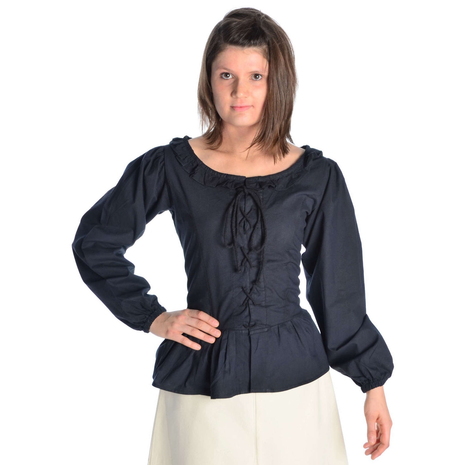 Medieval Blouse Bodice Lace-up Blouse Long-sleeved Hilde Cotton Beige ...