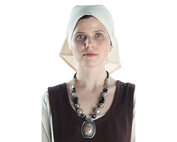 Medieval Headscarf Laudaty in Cotton Beige Black Red Brown - Etsy UK