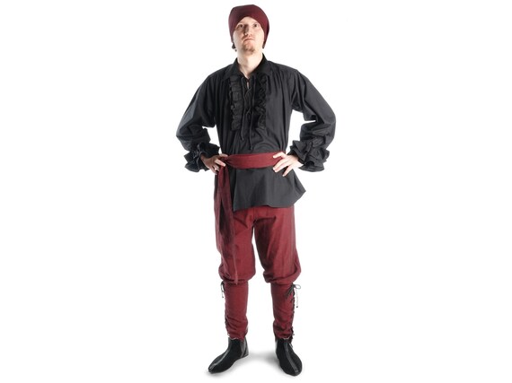 Mittelalter Rüschenhemd Isenhart aus Baumwolle Weiß Schwarz - Etsy.de