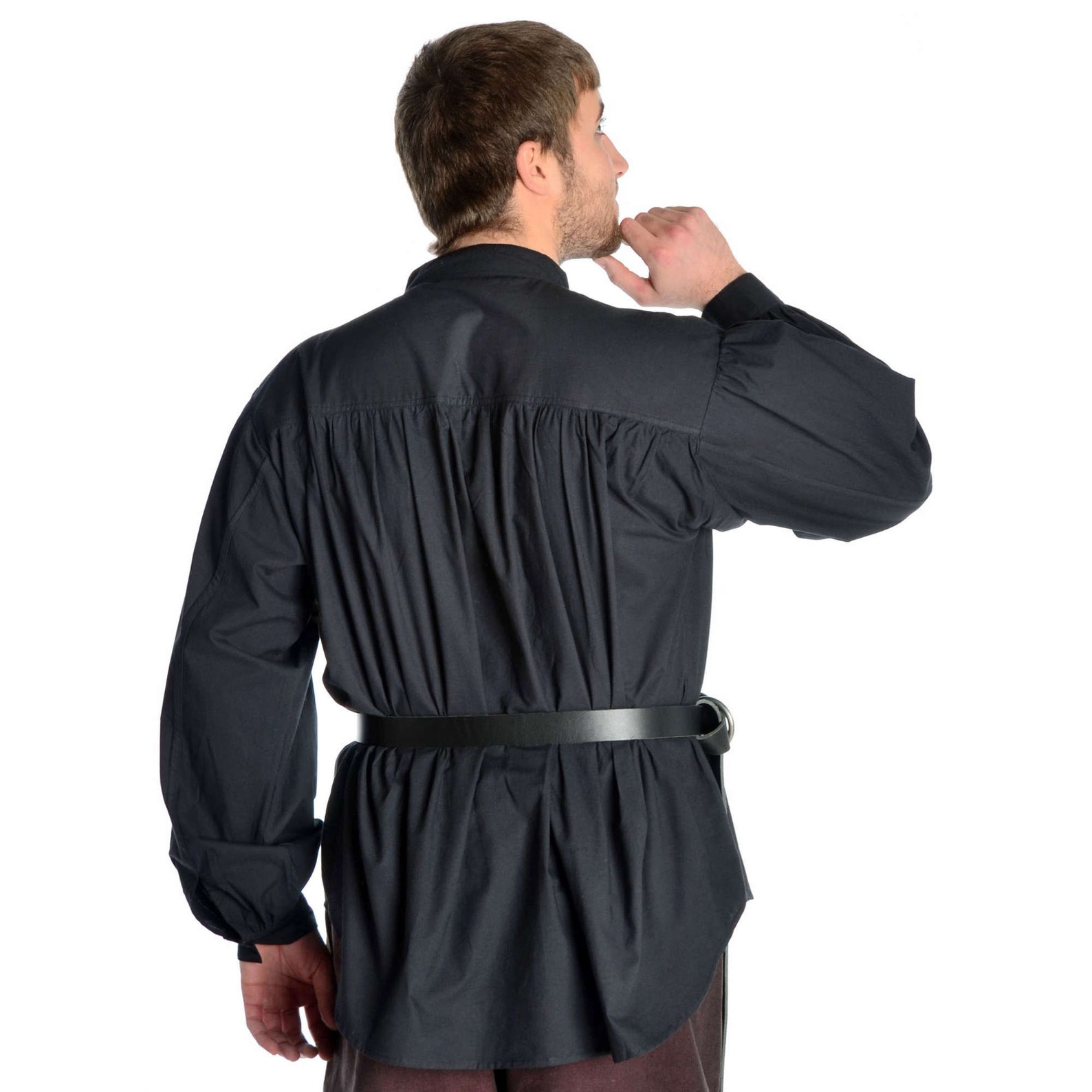 Medieval Pirate Lace-up Shirt Cotton Klingsor With Stand-up Collar ...