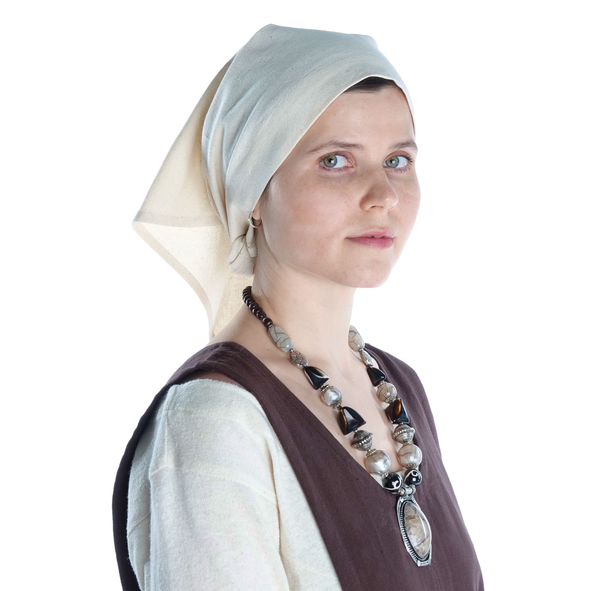 Medieval Headscarf Laudaty in Cotton Beige Black Red Brown - Etsy UK