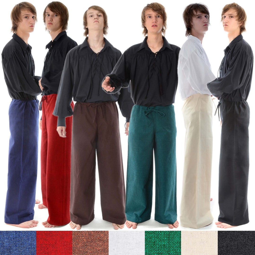 Medieval Trousers Jovelin Made of Cotton Beige, Green, Blue, Red, Black ...
