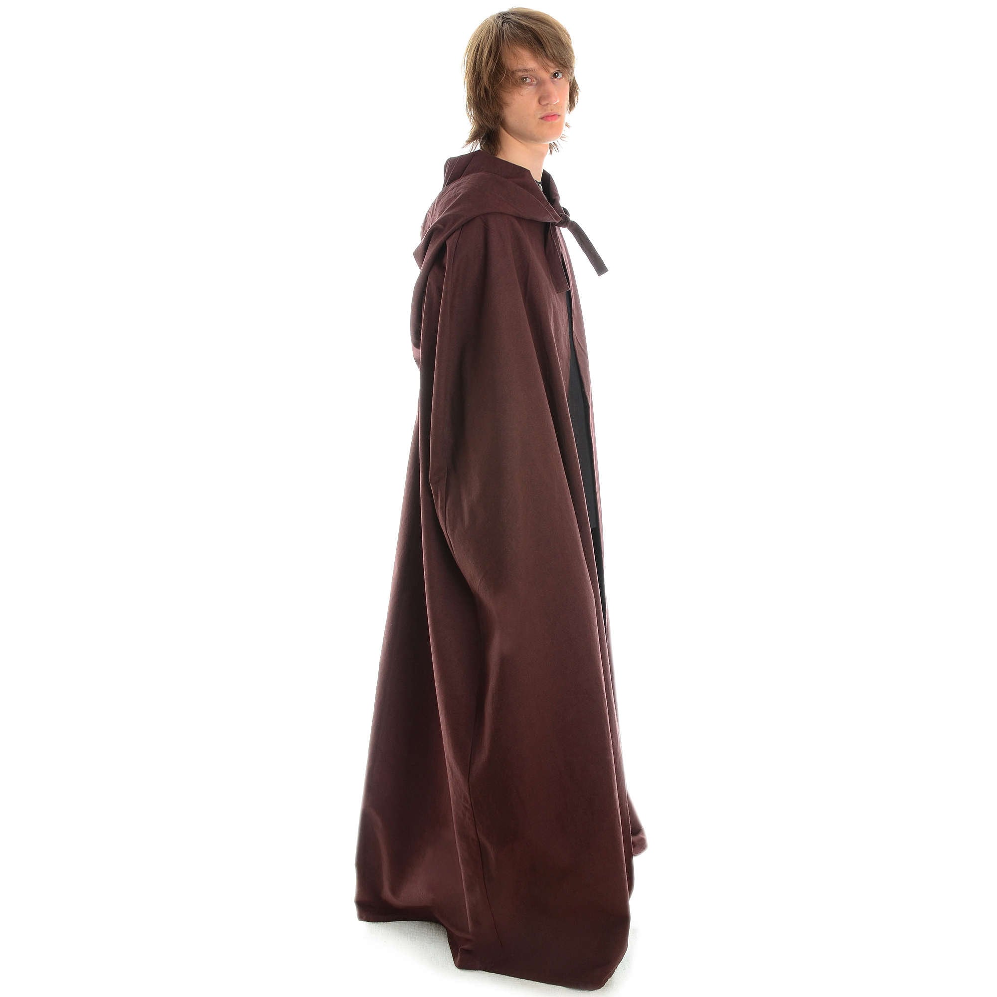 Medieval Cloak Hildegrim Cotton Beige, Black, Brown | Medieval Cap With ...
