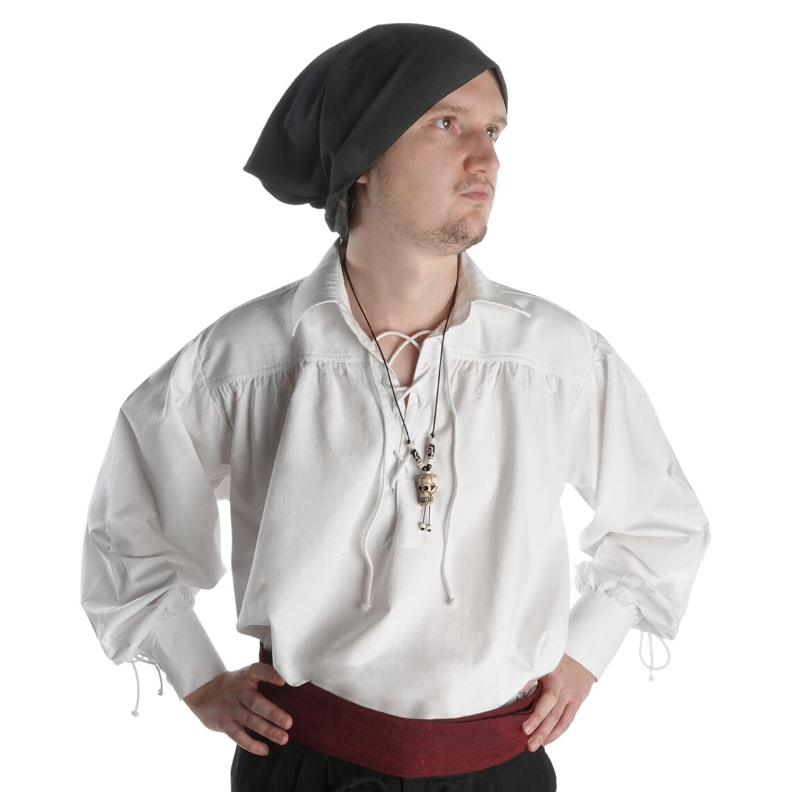 Medieval Headscarf Fidegart Made of Cotton Black Red Blue - Etsy